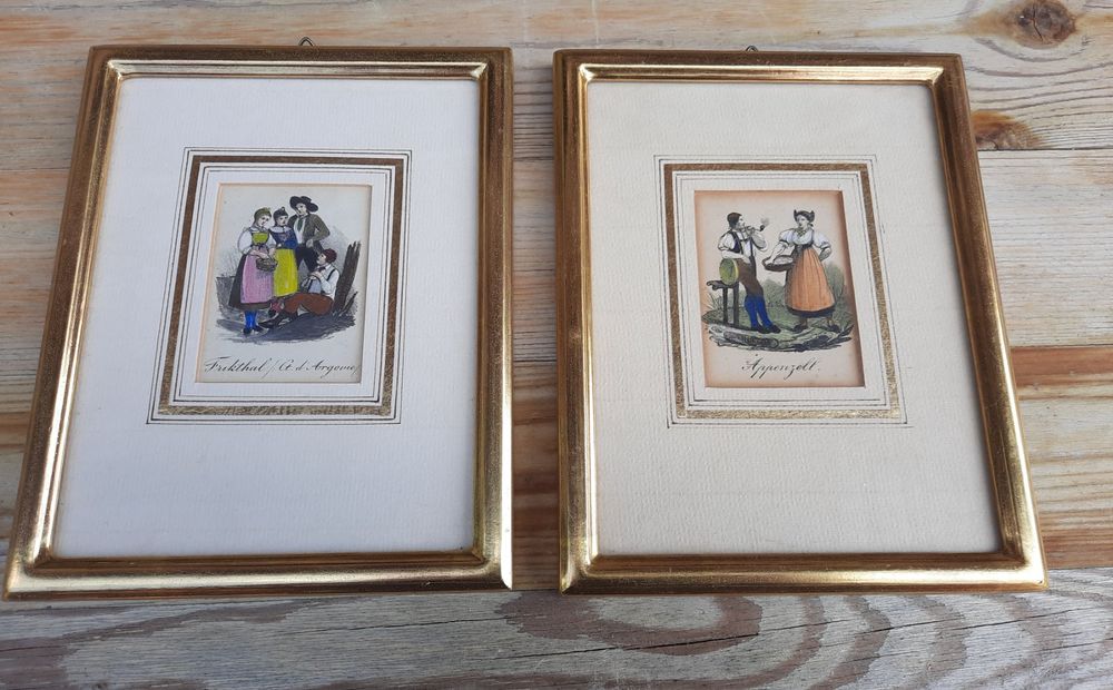 2 antike keine Bilder Stiche, farbig. Appenzell, Aargau | Kaufen auf Ricardo