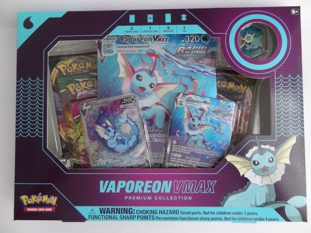Pokémon TCG Vaporeon VMAX Premium Collection Box NEU (Neu und ...