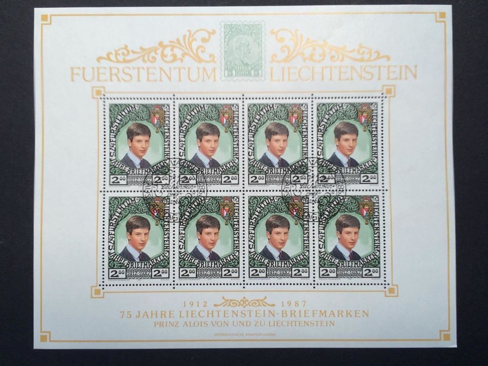 FL 1987 Kleinbogen 75 Jahre Briefmarken (Neu (gemäss Beschreibung)) in Niederweningen für CHF 1 ...
