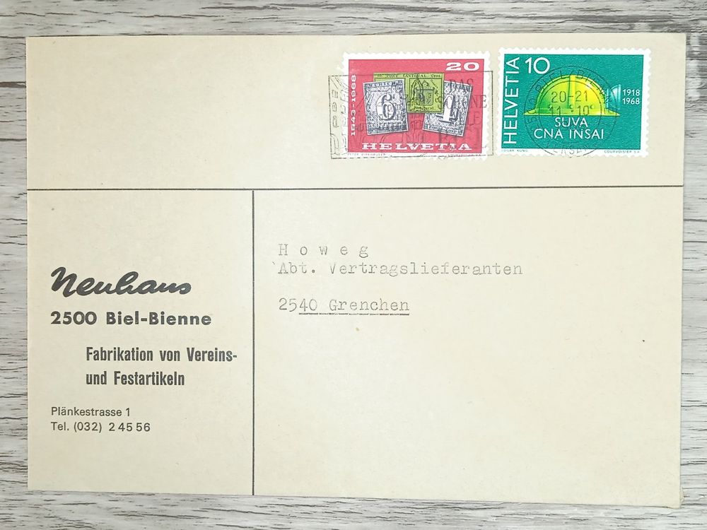 TR17 Enveloppe + Timbre Suisse 1968 (Gebraucht) in Cousset für CHF 0.6 – mit Lieferung auf ...