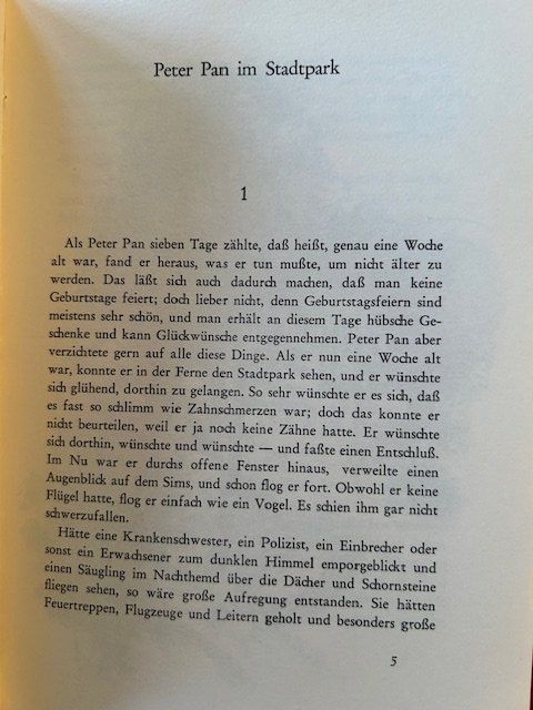 PETER PAN, James M. Barrie, Ursula von Wiese, sehr gut erh. (Gebraucht ...