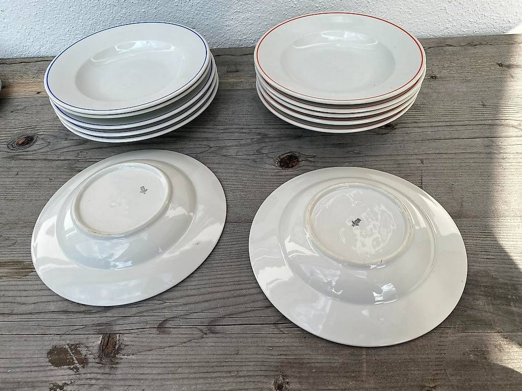 6 Stk. klassische Suppenteller Langenthal vintage RAND BLAU (Gebraucht ...