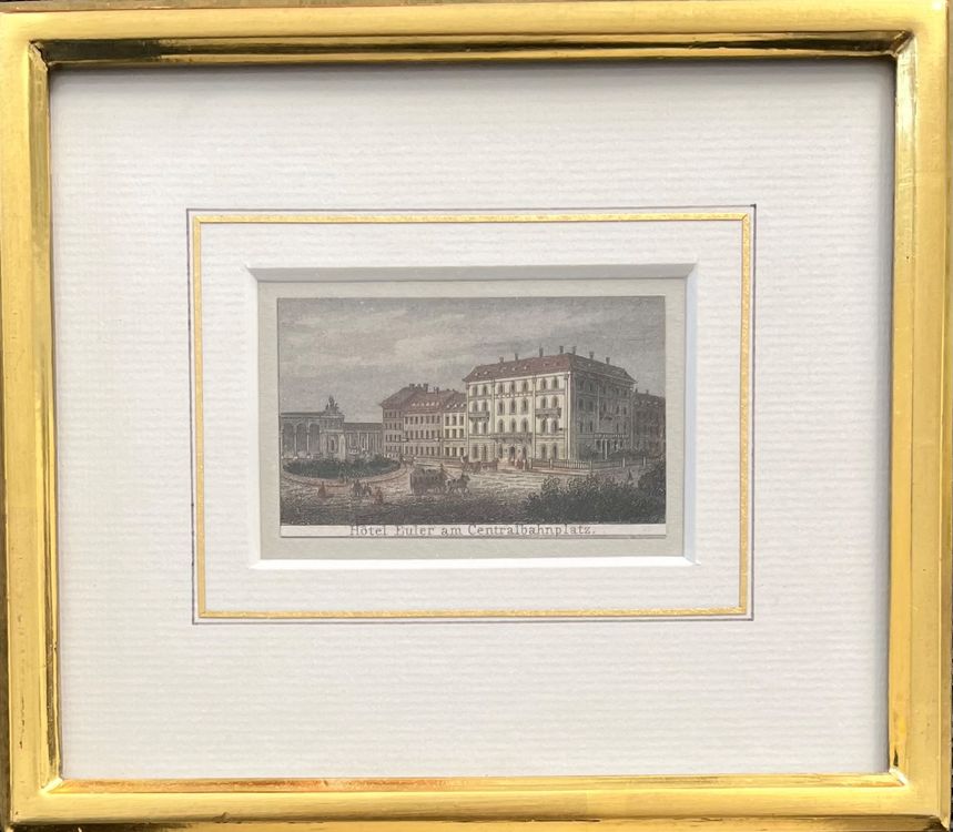 Antike Kolorierte Stich Hotel Euler am Centralbahplatz (Gebraucht) in ...