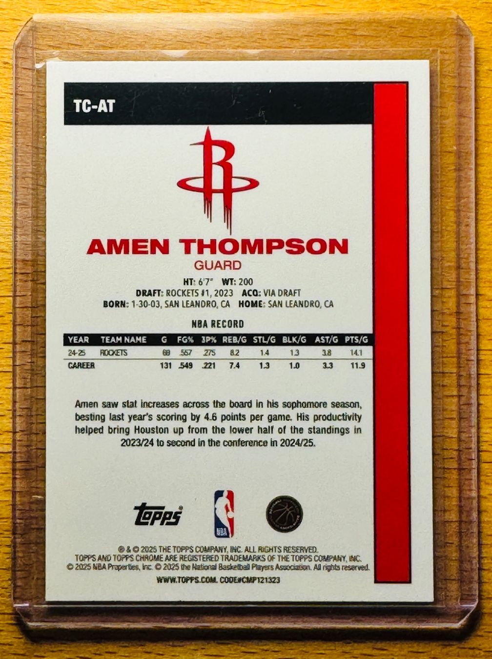 2025-26 Topps Basketball Amen Thompson #TC-AT 1980-81 Insert (Neu ...
