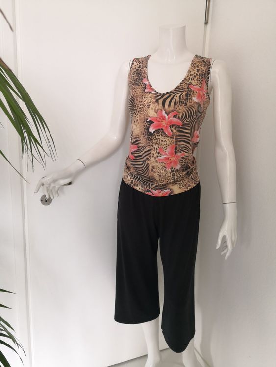 🤩2 STK: TRIUMPH PYJAMA SET TOP & HOSE ANIMAL & BLUMEN DRUCK (Gebraucht ...