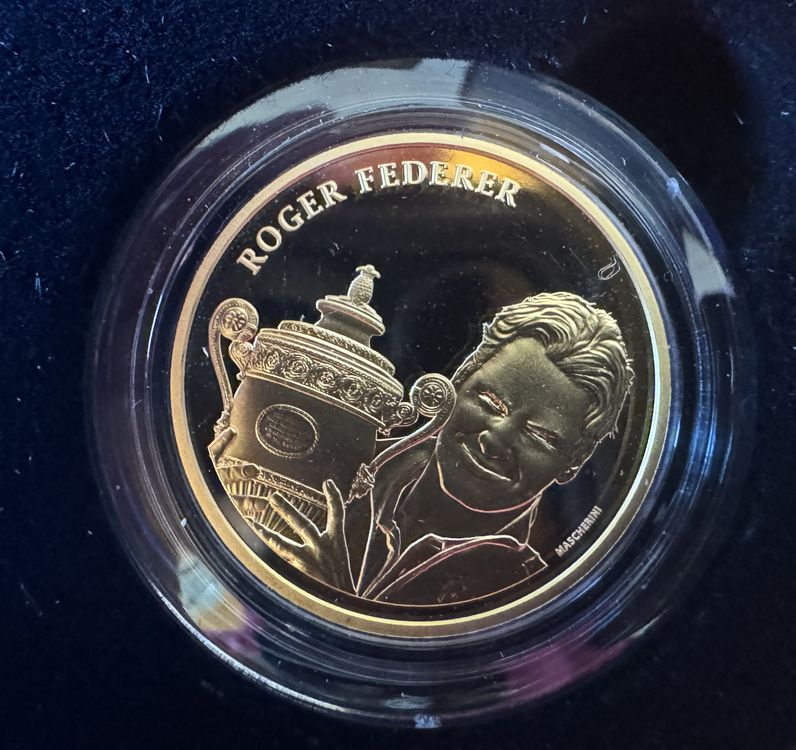 Roger Federer Goldmünze und Silbermünze von 2020 (Neu und originalverpackt) in Diepoldsau für ...
