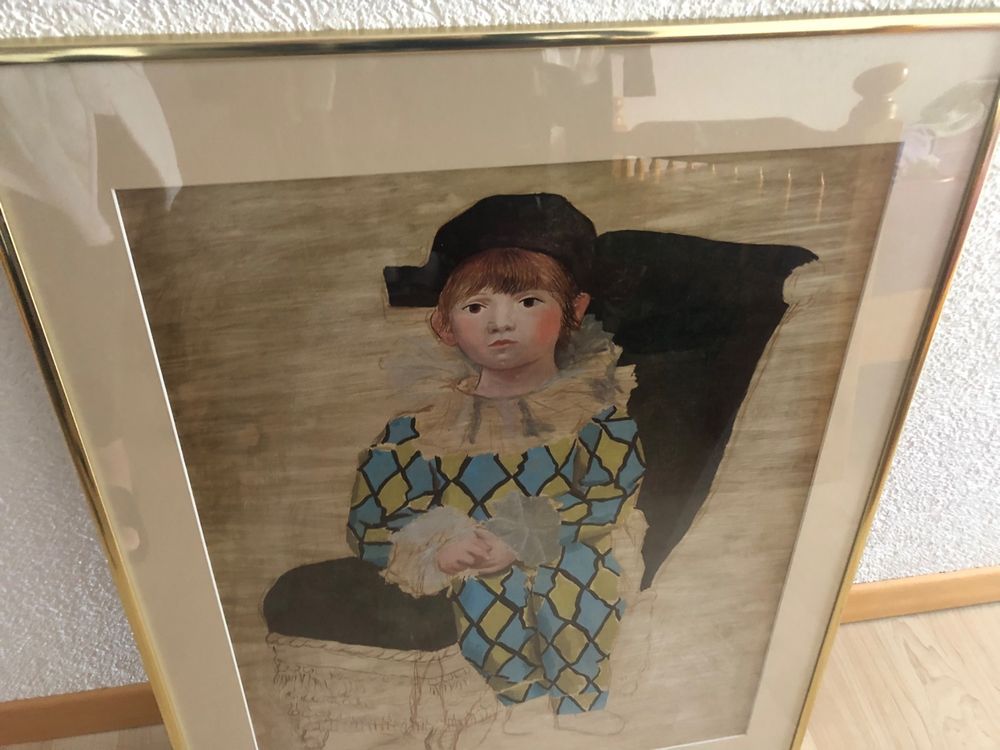 Bild Harlekin von Pablo Picasso Kunstdruckposter gerahmt (Neu (gemäss ...