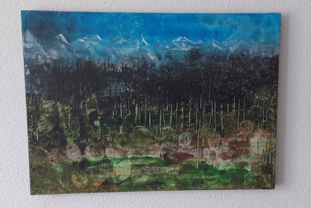 Bild"Bergwald" von mir selbstgemalt 33×46 (Neu (gemäss Beschreibung)) in Riehen für CHF 40 – mit ...