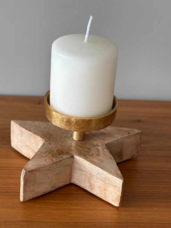 Kerzenständer, Holz Licht Stern mit Kerze (Gebraucht) in schmerikon für ...