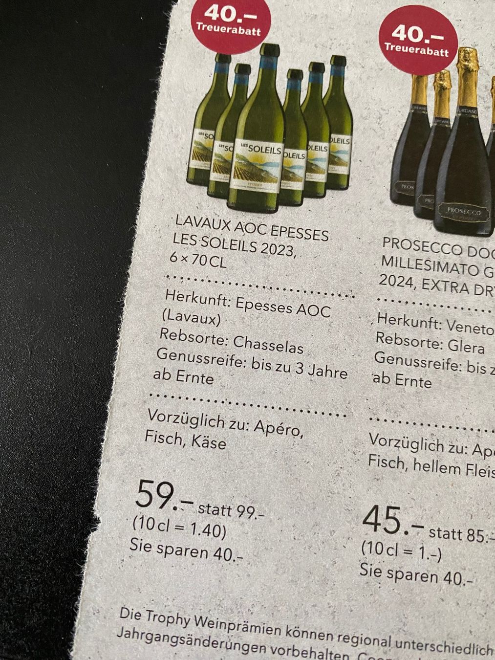 EPESSES AOC 6 Fl. 59 Fr. mit voller Sammelkarte Coop Trophy (Neu ...