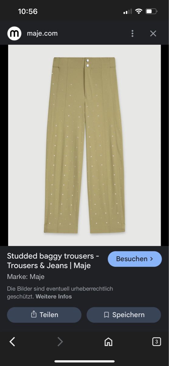 Maje Hose Oliv Grün mit Nieten Gr. 36 (Neu (gemäss Beschreibung)) in ...