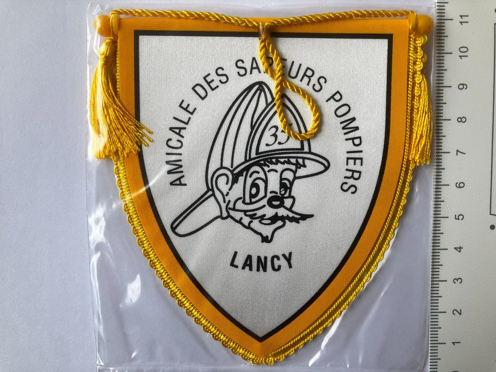 Vintage Fanion/Wimpel SAPEURS POMPIERS LANCY (Neuf avec emballage d ...