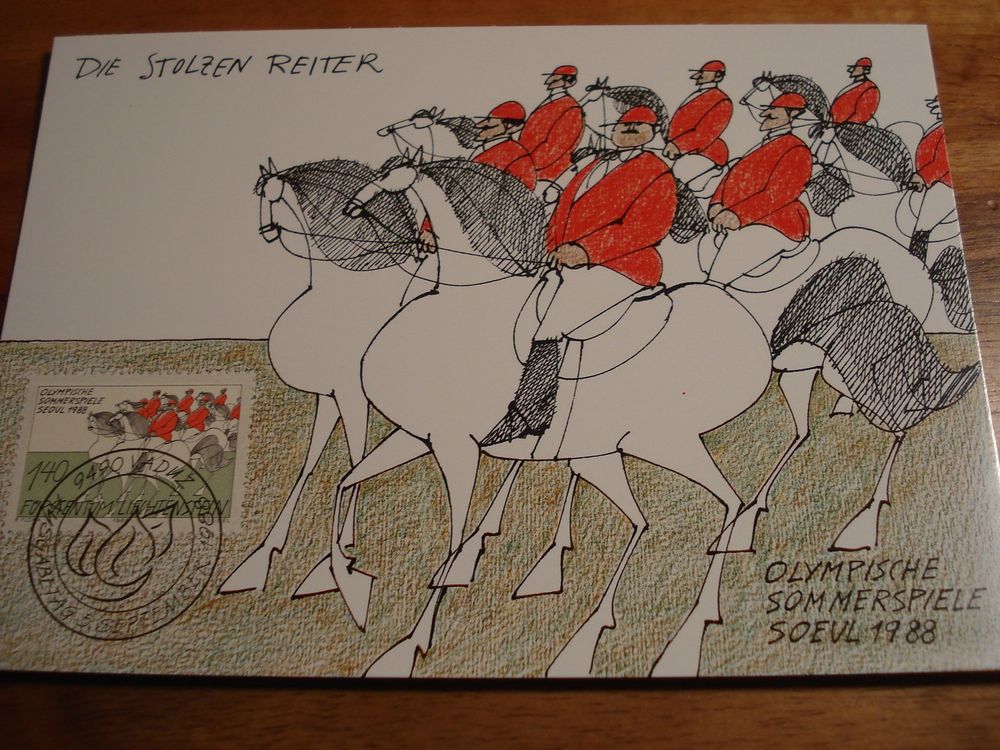 Liechtenstein, 1988, Satz Maximumkarte Olympia Seoul, Comic (Gebraucht) in Niederwil AG für CHF ...