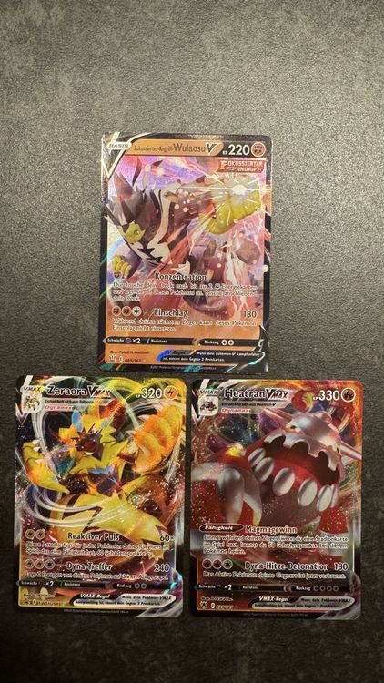Pokemon Karten Bundle: Wulaosu V, Zeraora VMAX, Heatran VMAX (Neu ...