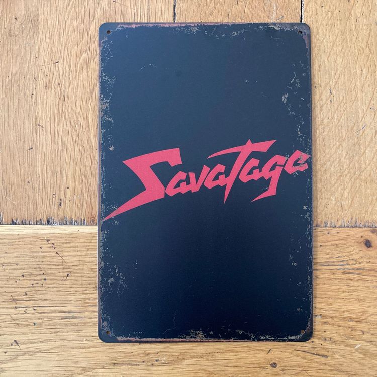 Blechschild 20x30cm SAVATAGE Logo rot Heavy Metal Retro Rost (Gebraucht ...