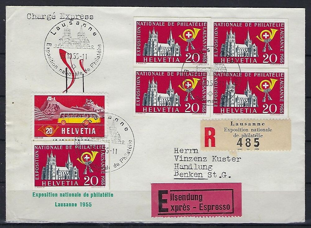 1955 Lausanne Block Ausschnitte Brief 15251 (Gebraucht) in Lunden für CHF 40 – mit Lieferung auf ...