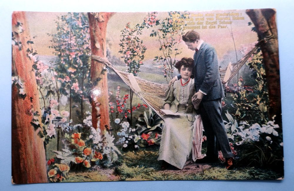 Antike Postkarte Liebespaar Hängematte um 1908 (Gebraucht) in Esslingen für CHF 1 – mit ...