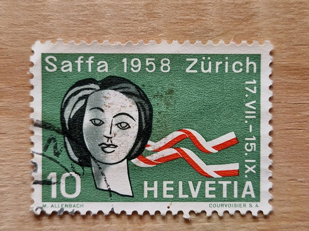 Timbre Helvetia Saffa 1958 Zürich (Gebraucht) in Movelier für CHF 2.5 – mit Lieferung auf ...