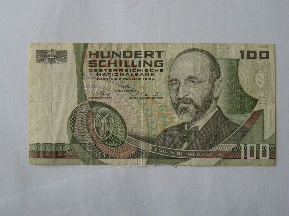 Original 100 Schilling Note Austria, 1984, Sammlerstück (Gebraucht) in ...