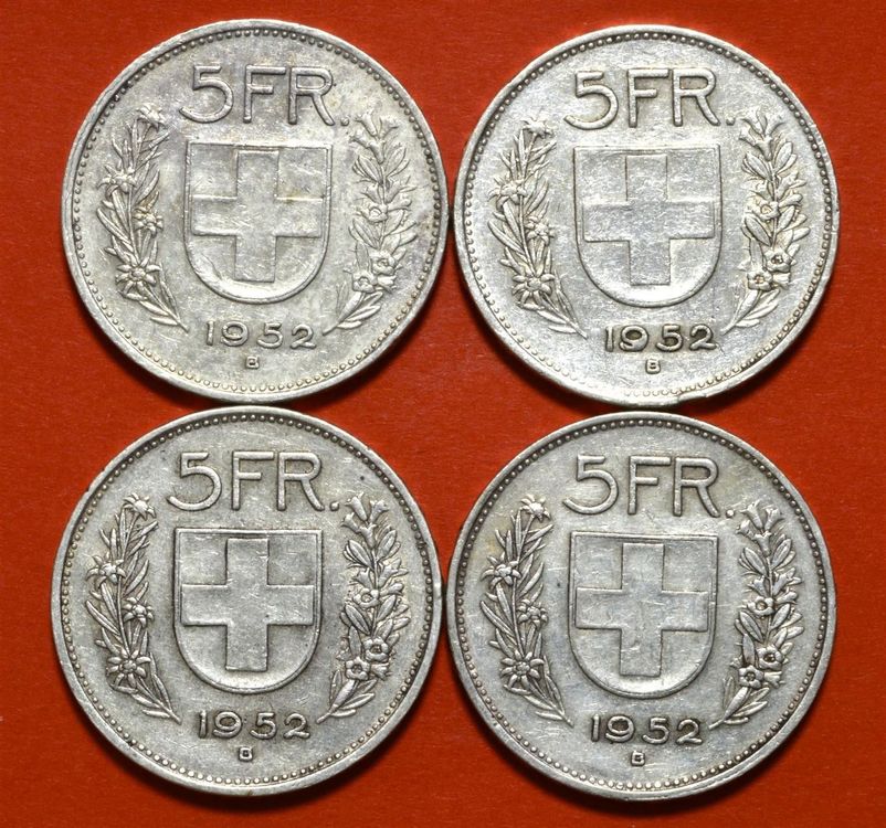 5 Franken 1952 (4X) (Gebraucht) in Oberglatt ZH für CHF 101 – mit Lieferung auf Ricardo kaufen