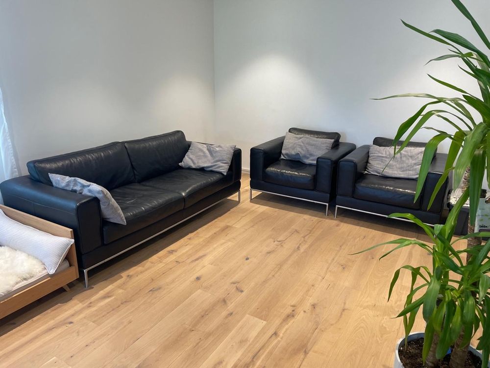 Schwarze Ledercouch (Echtleder), Stil USM (Gebraucht) in Brügg BE für ...