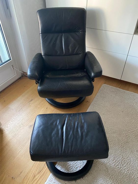 Stressless Relaxsessel, Sessel Leder schwarz Hocker Original (Gebraucht) in Urtenen-Schönbühl ...