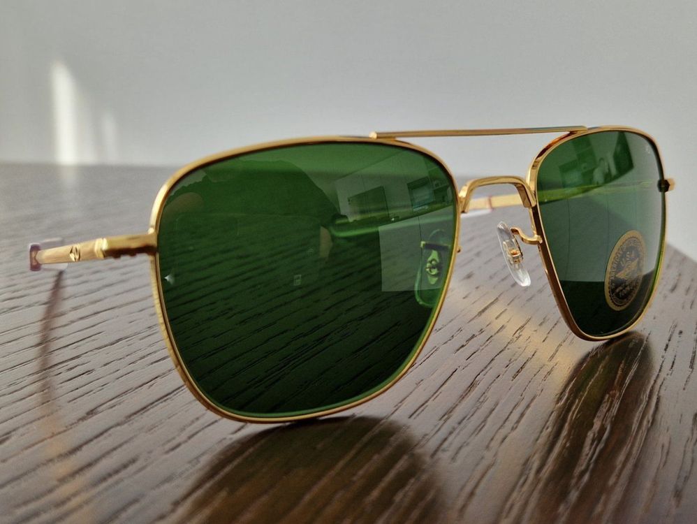 AO American Optical Pilot Orginal Aviator Gold Green ,neu (Neu und ...