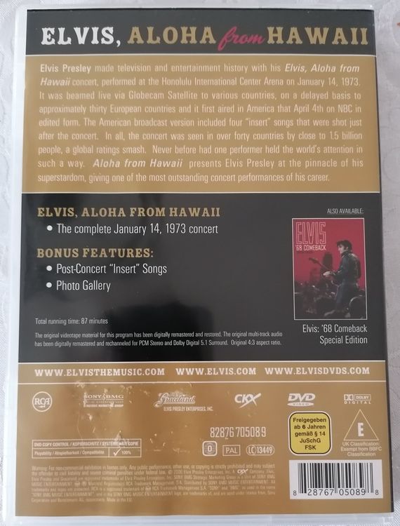 Elvis Presley DVD Aloha from Hawaii Special Edition (Gebraucht) in Oberurnen für CHF 12 – mit ...
