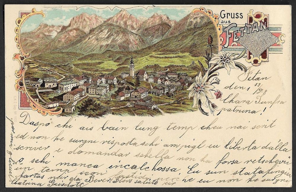 1898 AK Litho Gruss aus FETTAN ab 1.- !! (Gebraucht) in Zürich für CHF 25 – mit Lieferung auf ...