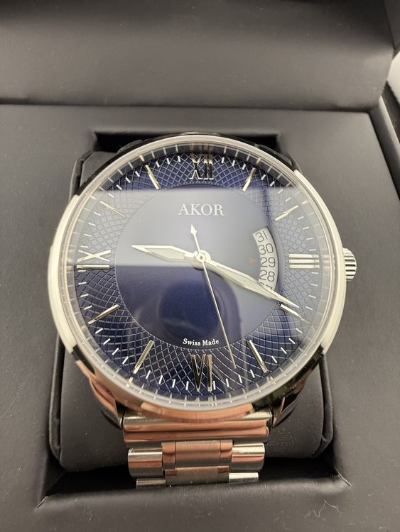 AKOR Watch Automatic Blue Crystal Swiss Made New Full Set (Neu und ...
