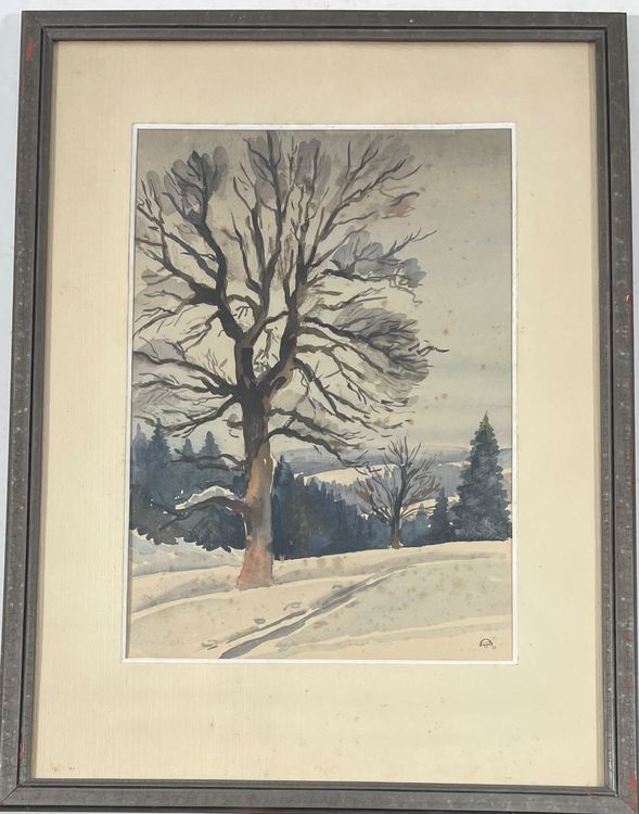 Henri Louis Aragon (1909-2001) Aquarell - Winterlandschaft | Kaufen auf Ricardo