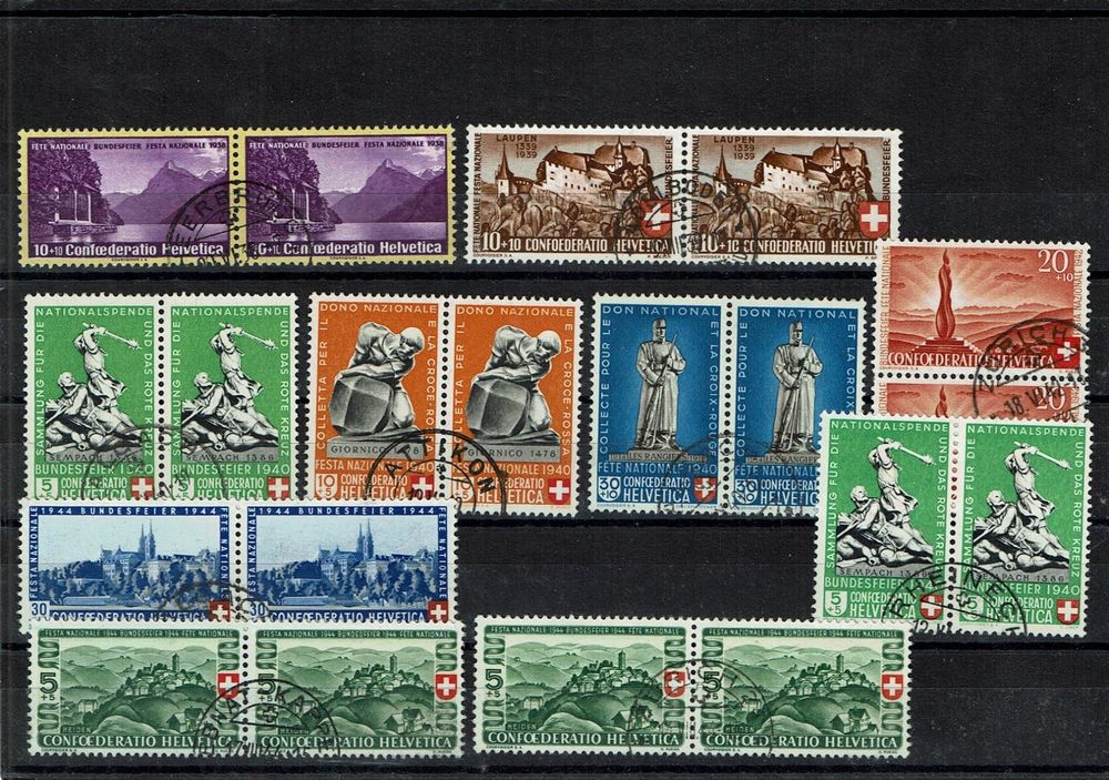 REID4/Lot Pro Patria en paire oblitéré valeur cat. 100.-+ (Gebraucht) in Neuchâtel für CHF 9 ...