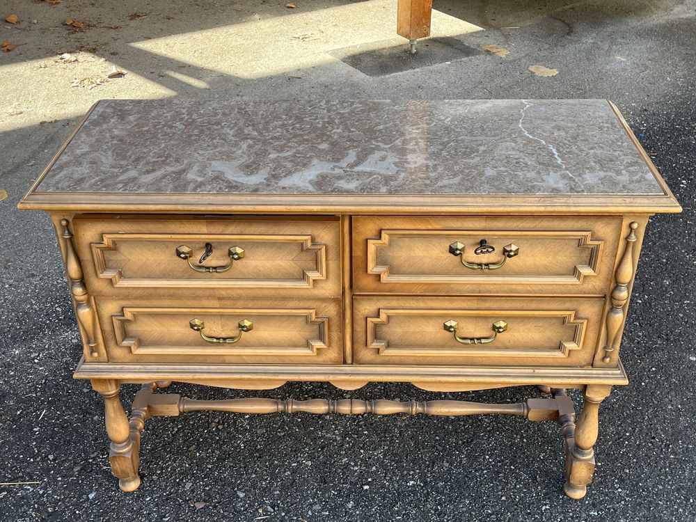 Mid-Century Kommode Schubladenmöbel Holz / Marmor | Kaufen auf Ricardo