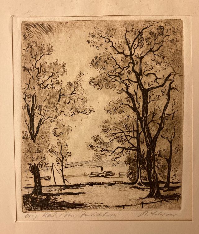 Original Radierung H. Scherrer (?), am Zürichhorn | Kaufen auf Ricardo