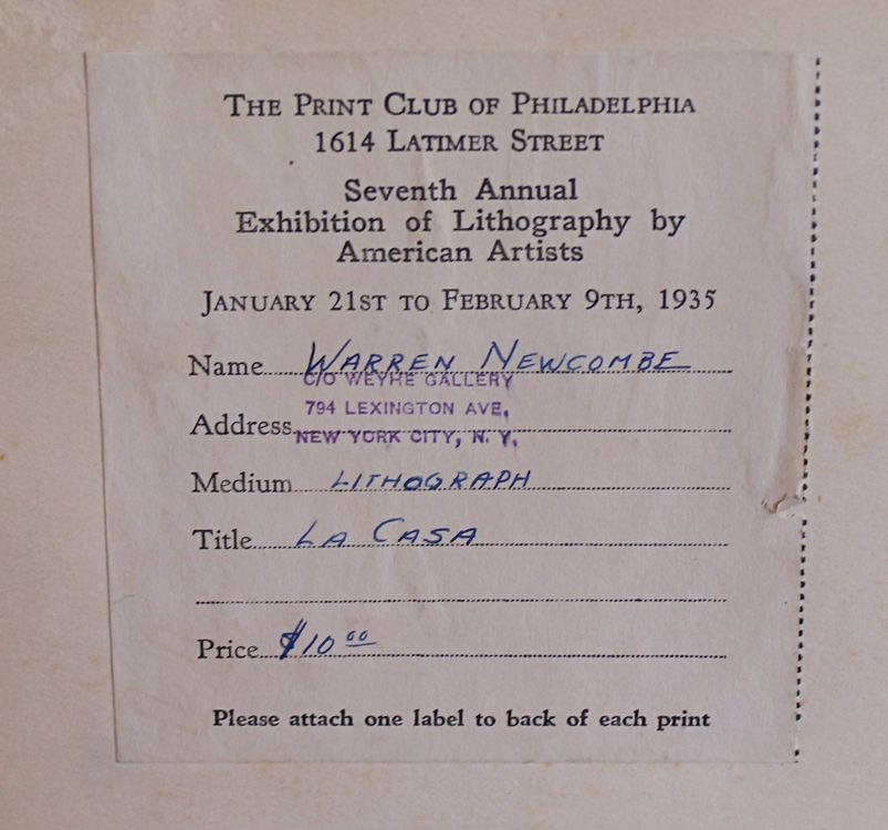 Warren Newcombe 1894-1960 Lithographie La Casa 1934 handsig. (Gebraucht ...