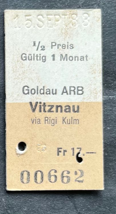 Goldau ARB Vitznau via Rigi Kulm/Billett 1983 (Gebraucht) in Wabern für CHF 2.6 – mit Lieferung ...