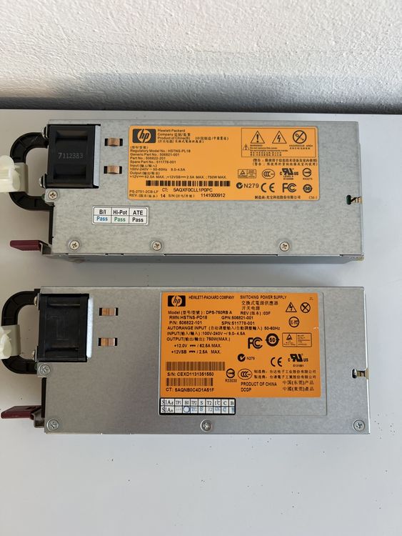 2x HP Server Power Supply 750W (Gebraucht) in Subingen für CHF 15 – mit ...