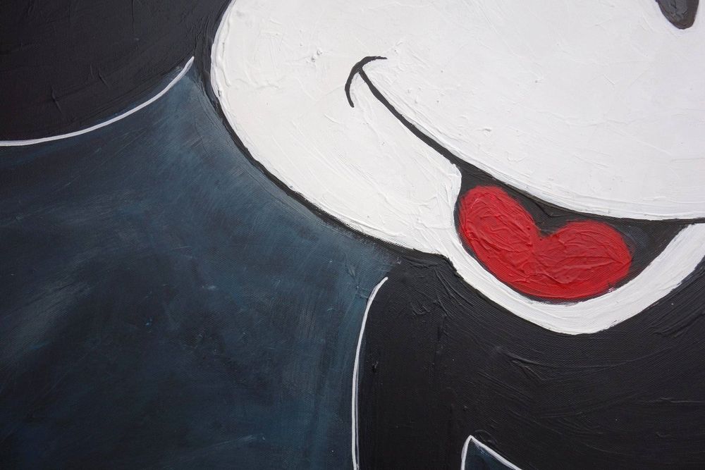 MICKEY MOUSE GEMÄLDE 80 x 80 CM UNIKAT BILD SCHWARZ WEISS (Neu und ...