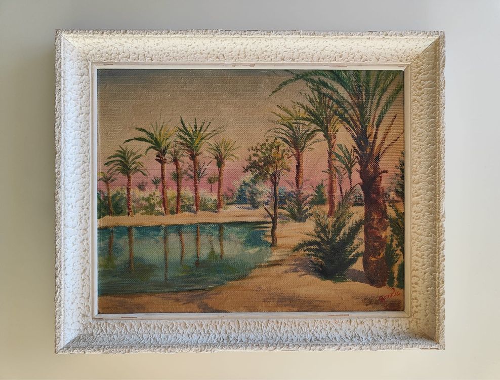 Ancien tableau orientaliste signé Arnould "L'oasis" désert (Gebraucht) in Tramelan für CHF 50 ...