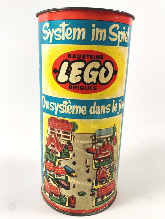 Vintage LEGO Blechdose "System im Spiel" 1958 Kanister Dose (Defekt) in ...