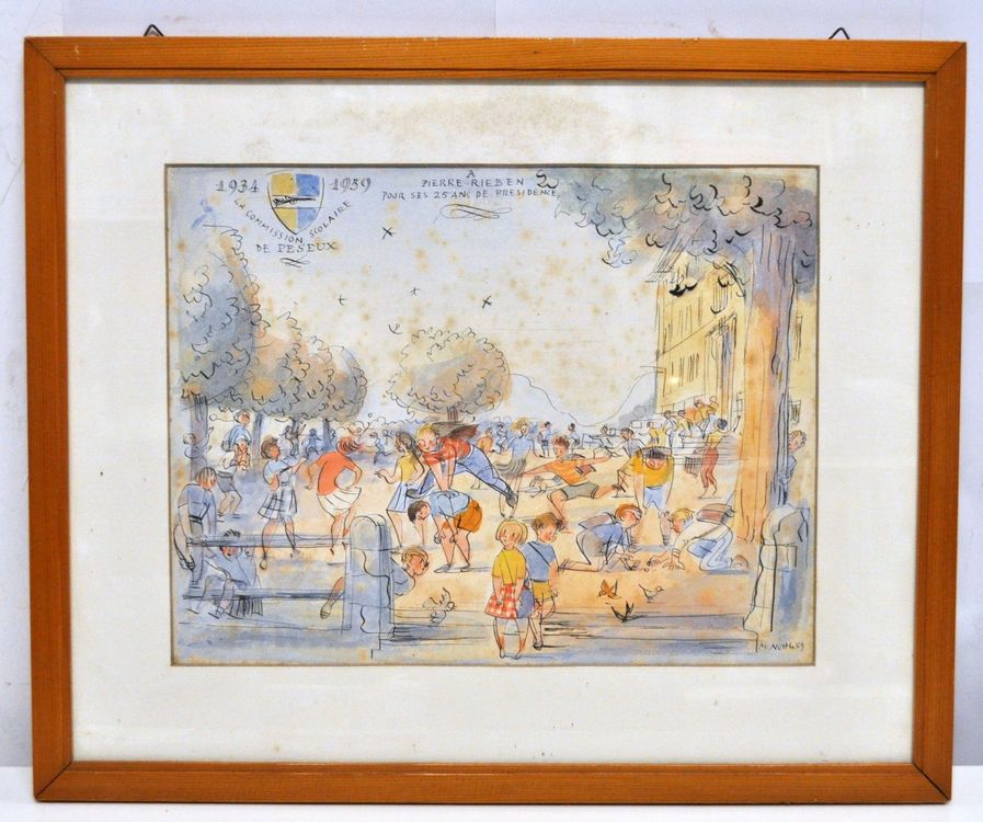 Dessin/aquarelle "Peseux" signé Marcel North 1959 (Gebraucht) in Neuchâtel für CHF 50 – nur ...