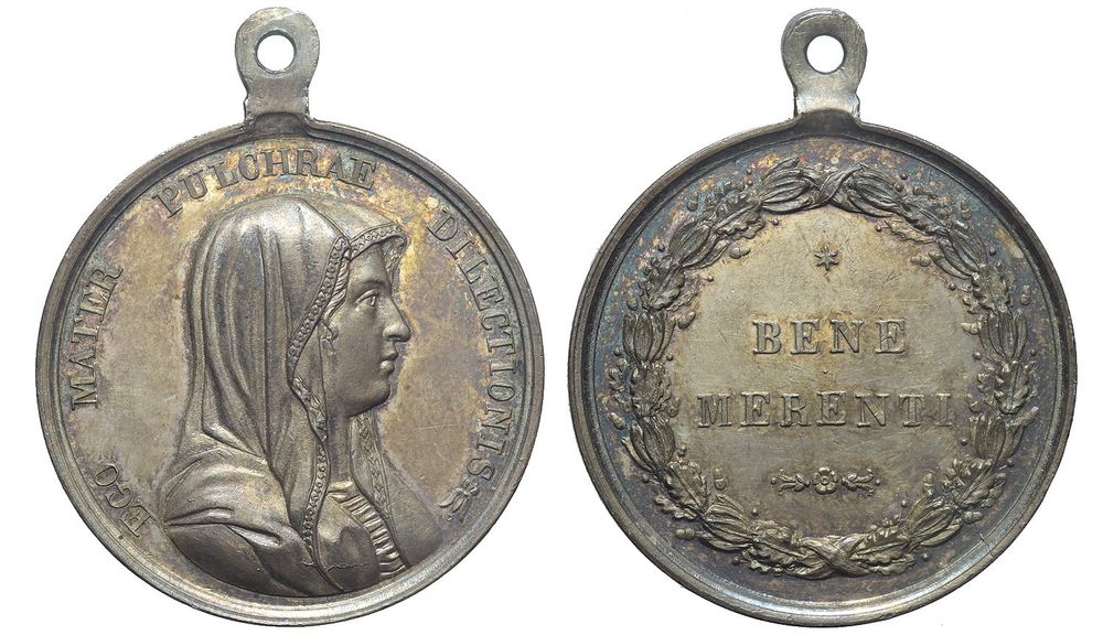 b- Rom, Pius IX., Medaille, Verdienst für Damen Bene Merenti (Usato) a ...