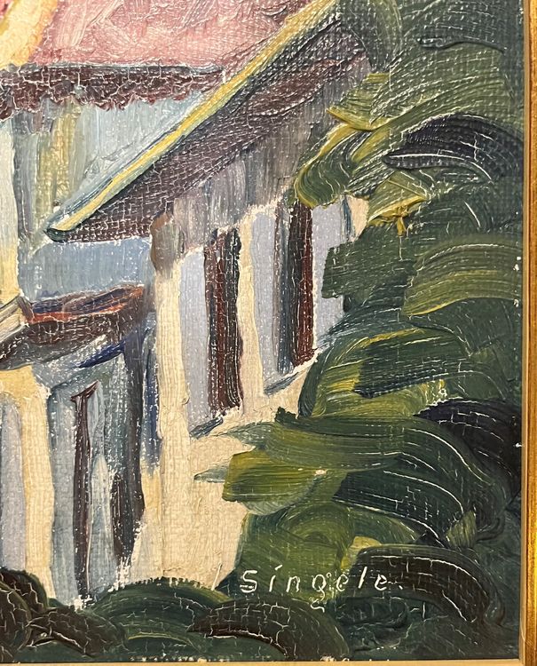 Dorf Ansicht Gemälde Signiert | Kaufen auf Ricardo