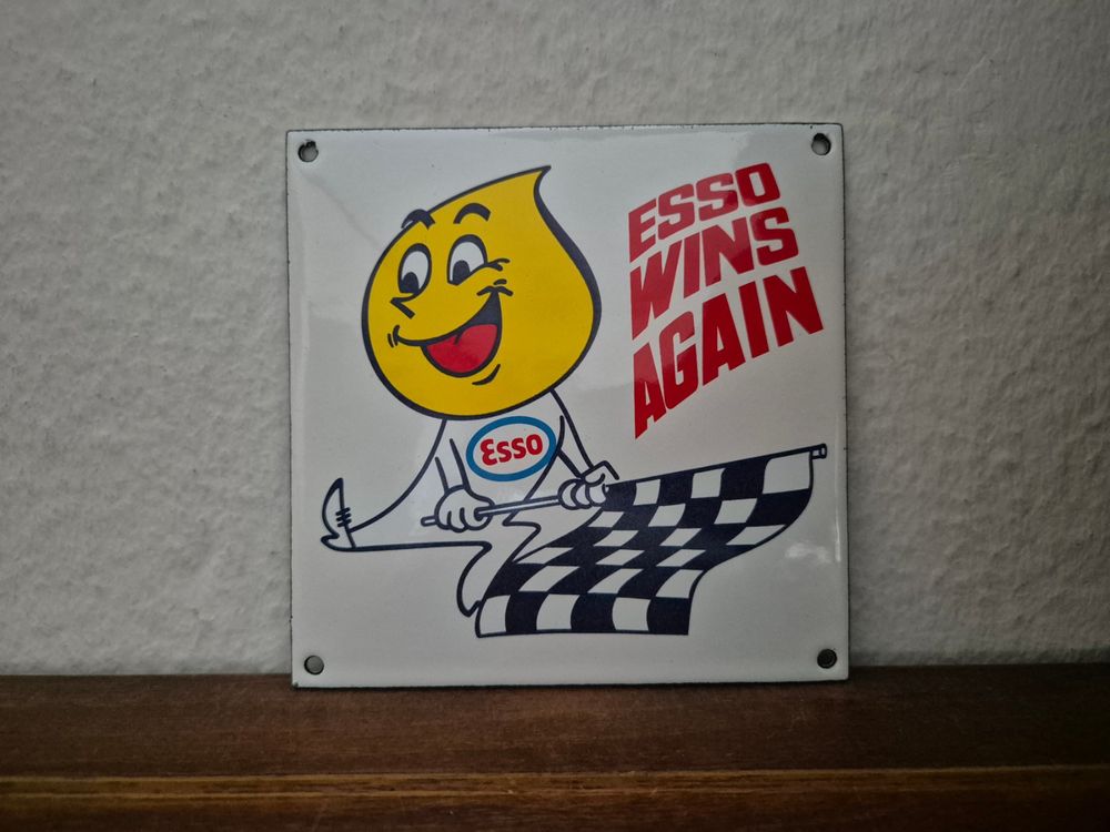 Emailschild Esso Tankstelle Tanksäule Logo Emaille Schild (Neu (gemäss ...
