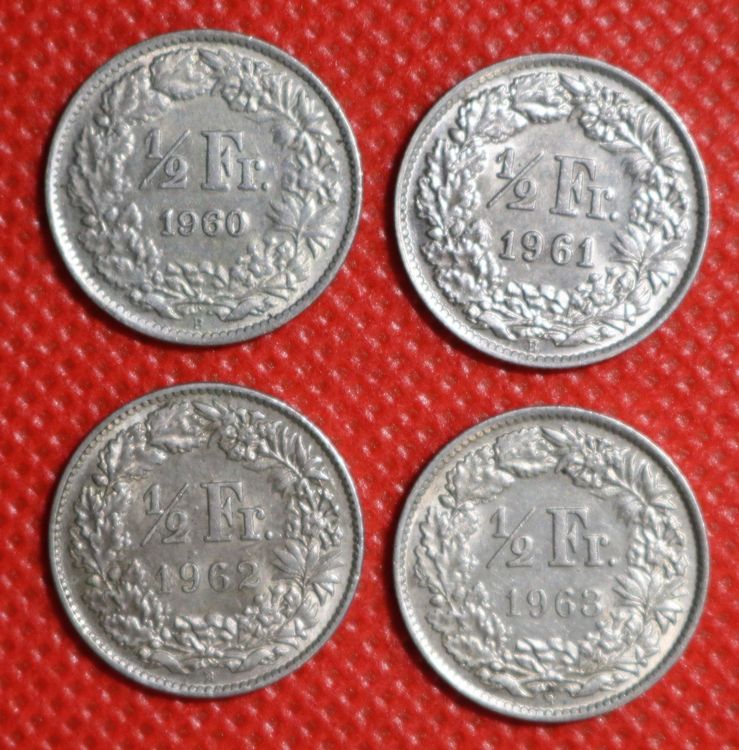 50 Rp. Lot Silbermünzen 1960, 1961, 1962, 1963 (A032) (Gebraucht) in Winterthur für CHF 5.6 ...