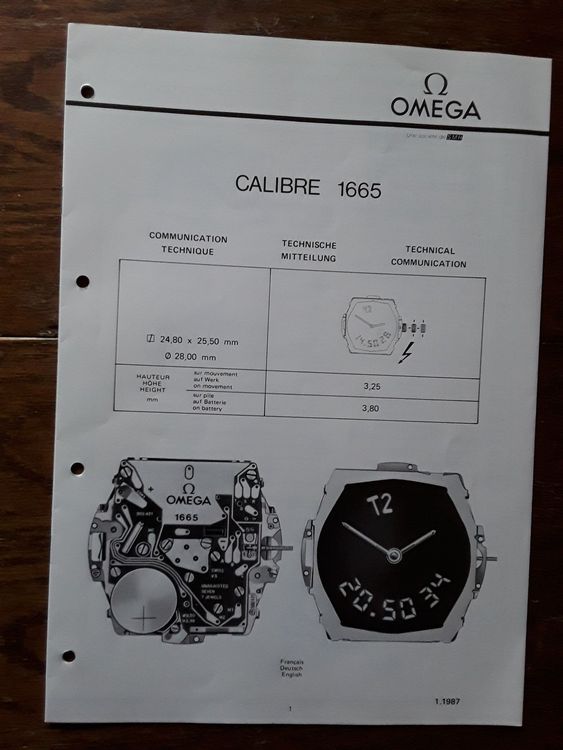 Omega Electronic Cal. 1665 , Tech. Mitt. (Gebraucht) in Biel/Bienne für ...