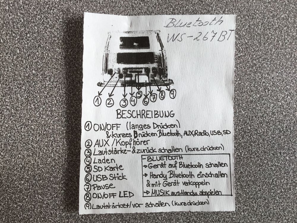 VW Modell Radio WS- 267BT mit USB Bluetooth | Kaufen auf Ricardo