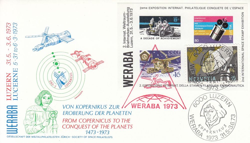 WERABA 1973 in Luzern mit Vignette und Vollstempel, 2 Briefe (Gebraucht ...