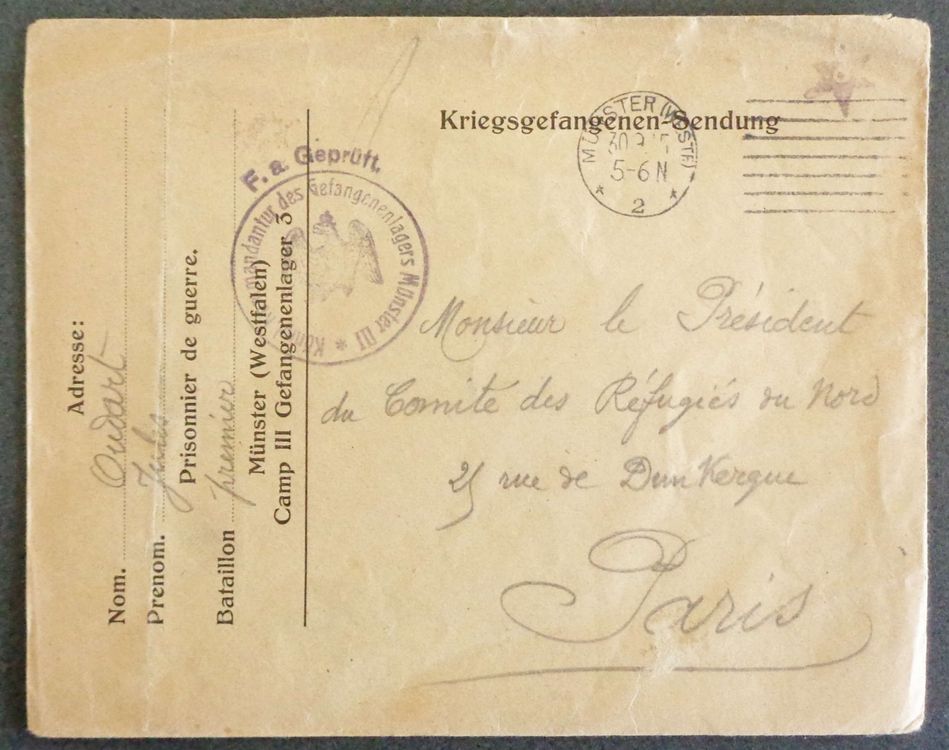 Lager Münster III (Westfalen) 1915: Kriegsgefangenen-Sendung (Gebraucht) in Zürich für CHF 1.5 ...