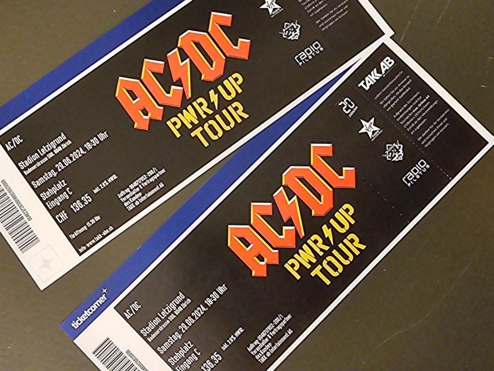 Power Up AC/DC Lezigrund Zürich 2 STEHPLÄTZE | Kaufen auf Ricardo